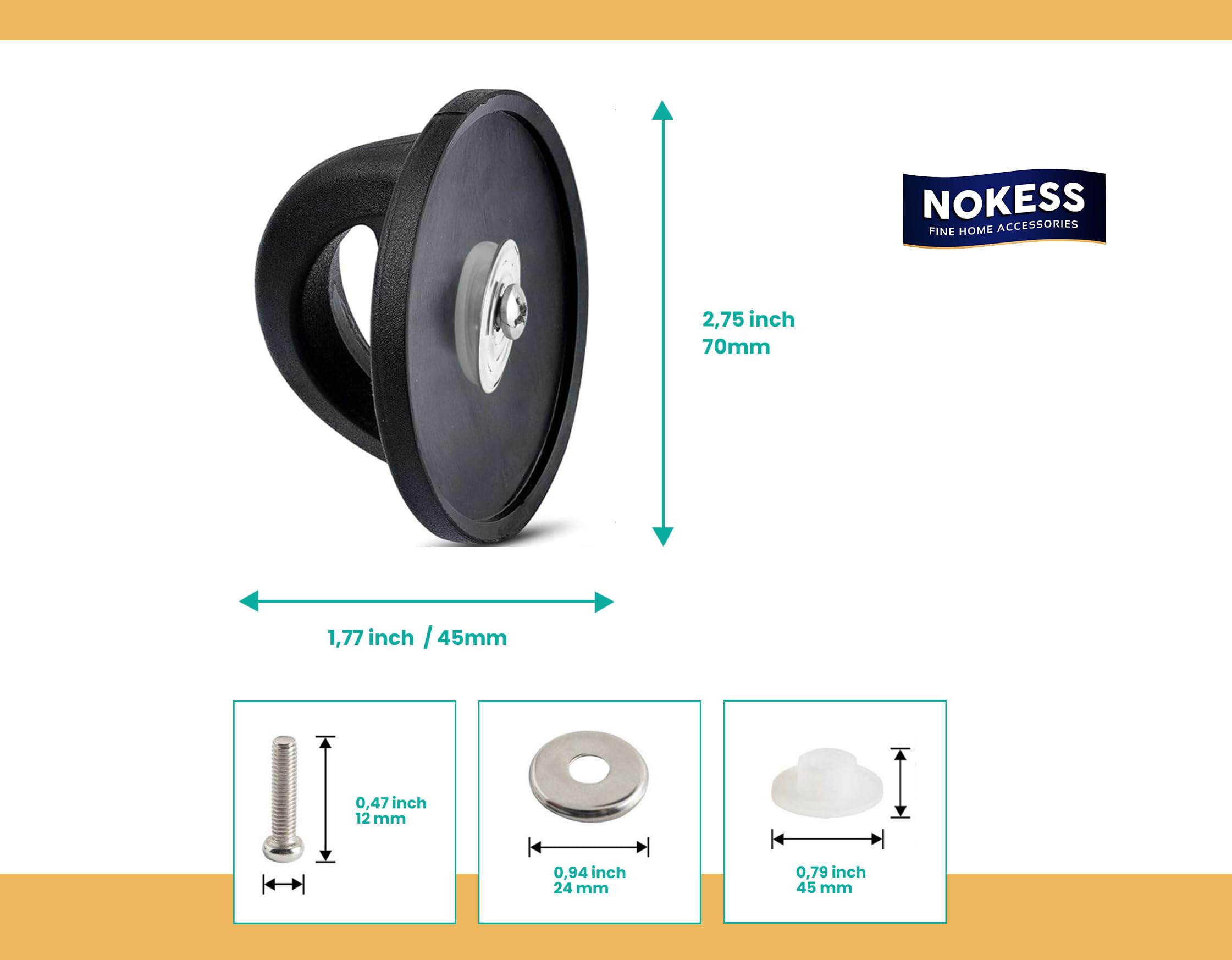 NOKESS Universal Pot Lid Knob Compatible with Crockpot Lids, Pan Lid Replacement Handle, Heat Resistant Pot Knob for Glass, Steel Lids, Easy Grip Lid Handle, Kitchen Cookware, 2.75βx1.77β