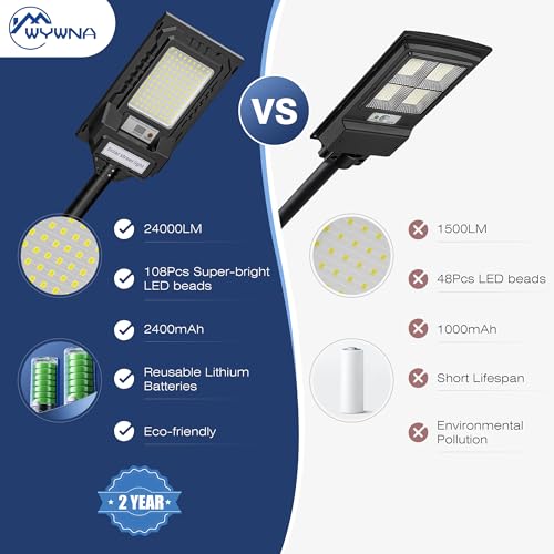 WYWNA 2PACKS 5200W Solar Street Lights Outdoor and 4PACKS Solar Lights Outdoor Waterproof