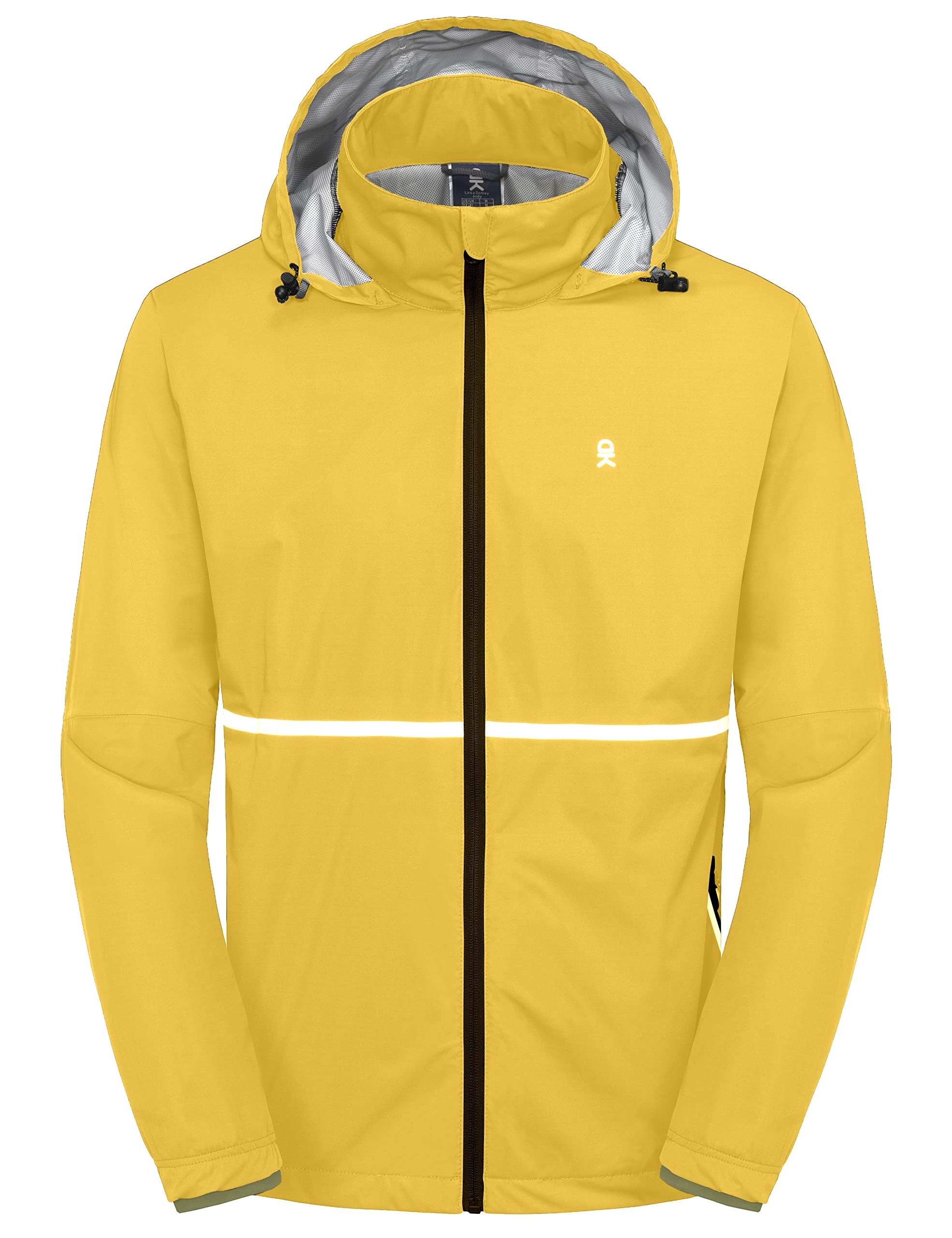 Little Donkey Andy Men's Rain Running Jackets Cycling WindBreakers Lightweight Reflective Windproof Yellow L