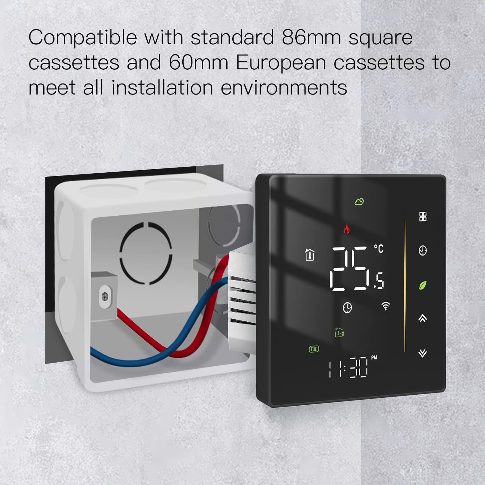 Intelligent Constant Temperature Controller WiFi Electric Floor Heating Smart Temperature Control Switch Black