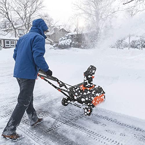 Snow Thrower, 18 Inch Electric Snow Blower, Steel Auger, 180° Rotatable Chute, Overload Protection, 13 Amp, Black & Orange a04