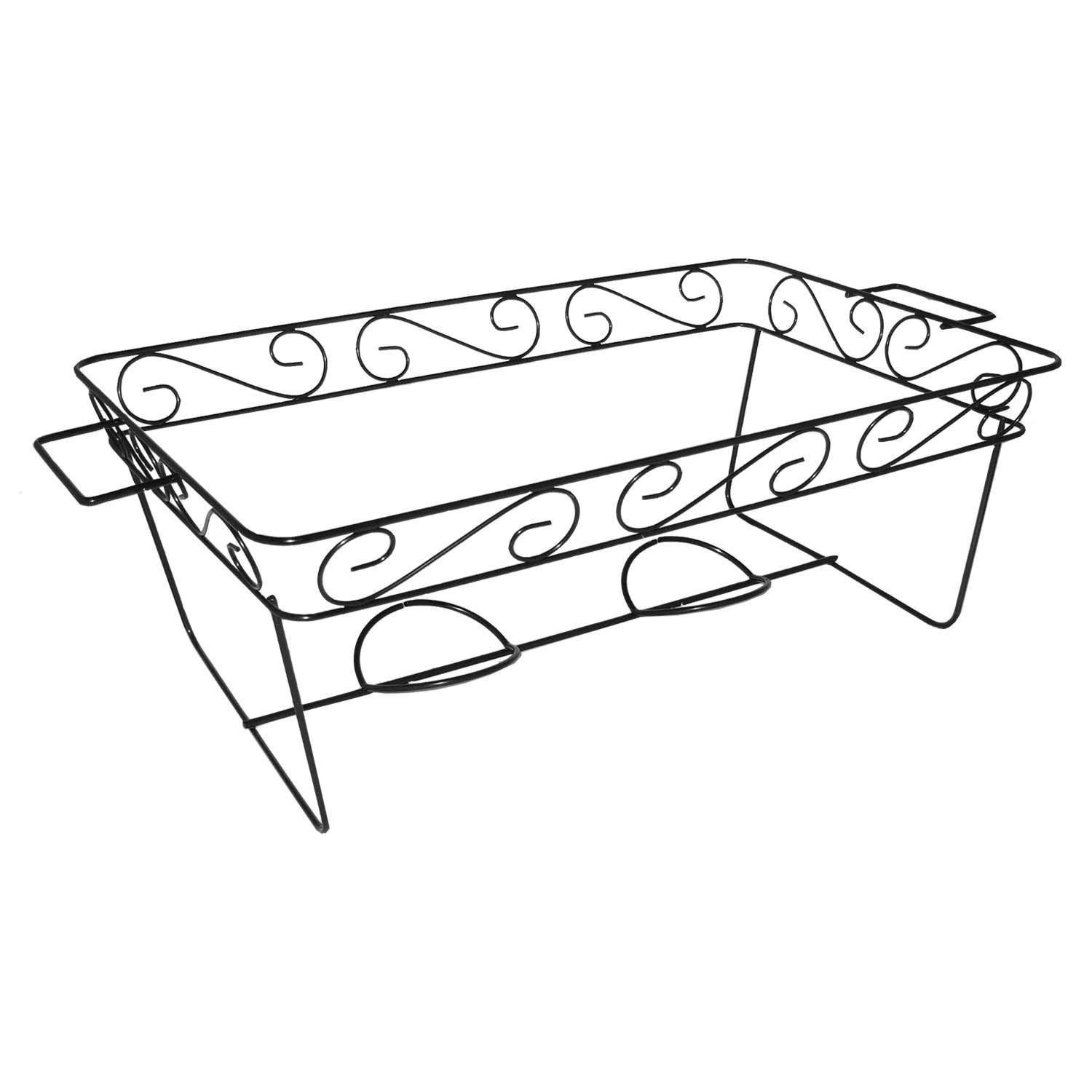 Party Essentials N0317 Elegance Full Size Heavy Duty Chafing Rack, Decorative Wire Buffet Rack Stand, Serving Trays Frame Food Warmer, Black (Case of 3)