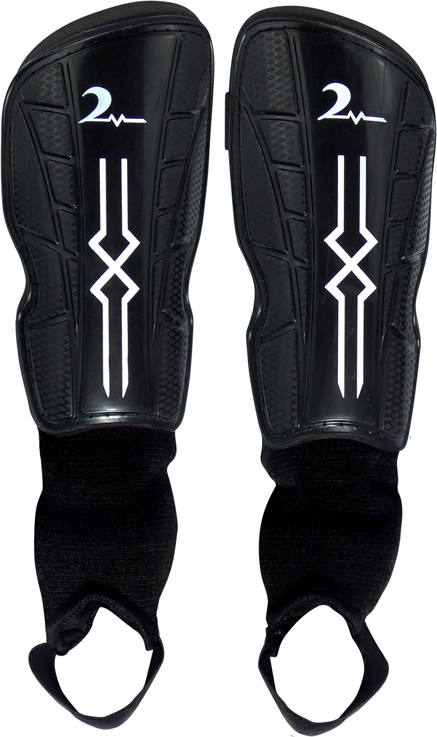 Kids Soccer Shin Guards with Adjustable Straps. Fits Ages 4-7. Black