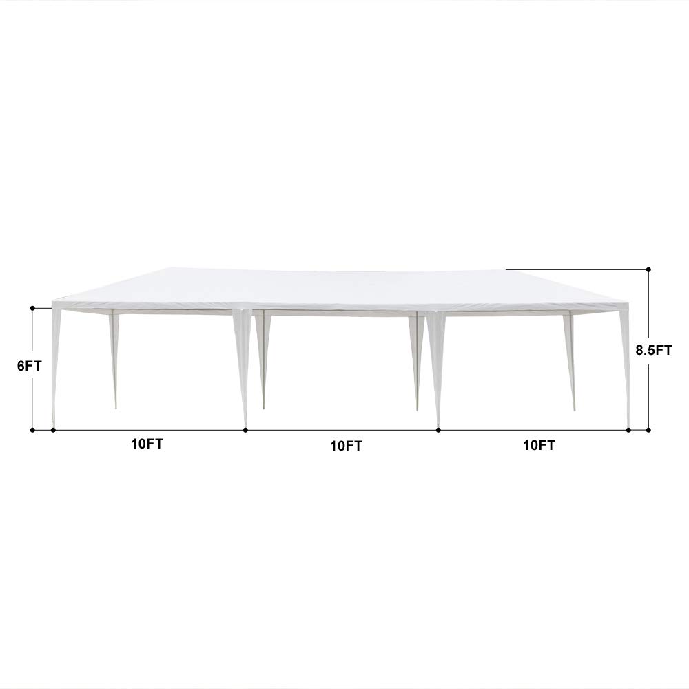 KepooMan 10' x 30' Outdoor Gazebo Canopy Waterproof Party Tent Wedding Canopy with 8 Removable Sidewalls & Brighter Church Windows