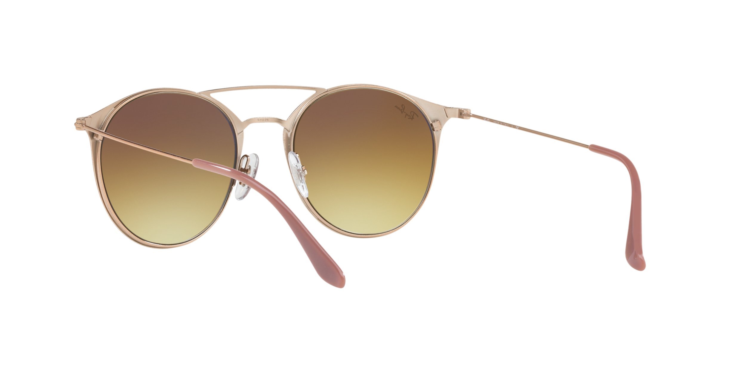 Ray-Ban RB3546 Round Sunglasses, Beige On Copper/Clear Gradient Brown, 49 mm