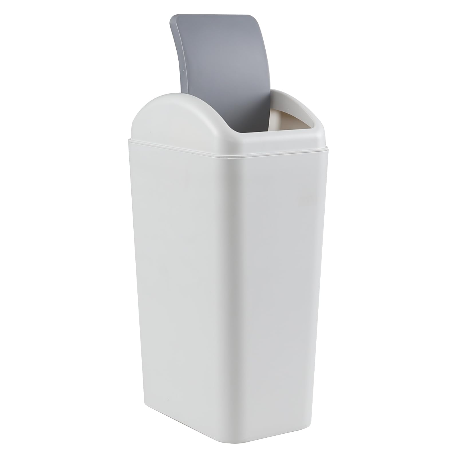 Lesbin 3.5 Gallon Plastic Trash Can with Swing Lid, Swing Top Garbage Can, Gray