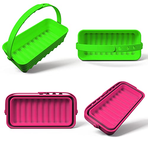 ROVANCHY 4Pcs Air fryer Air fryer liners,Silicone air fryer liners,Circular Silicone air fryer basket Air fryer silicone pot Air fryer silicone baking tray(rectangle, 2PCS GREEN+2PCS PURPLE)