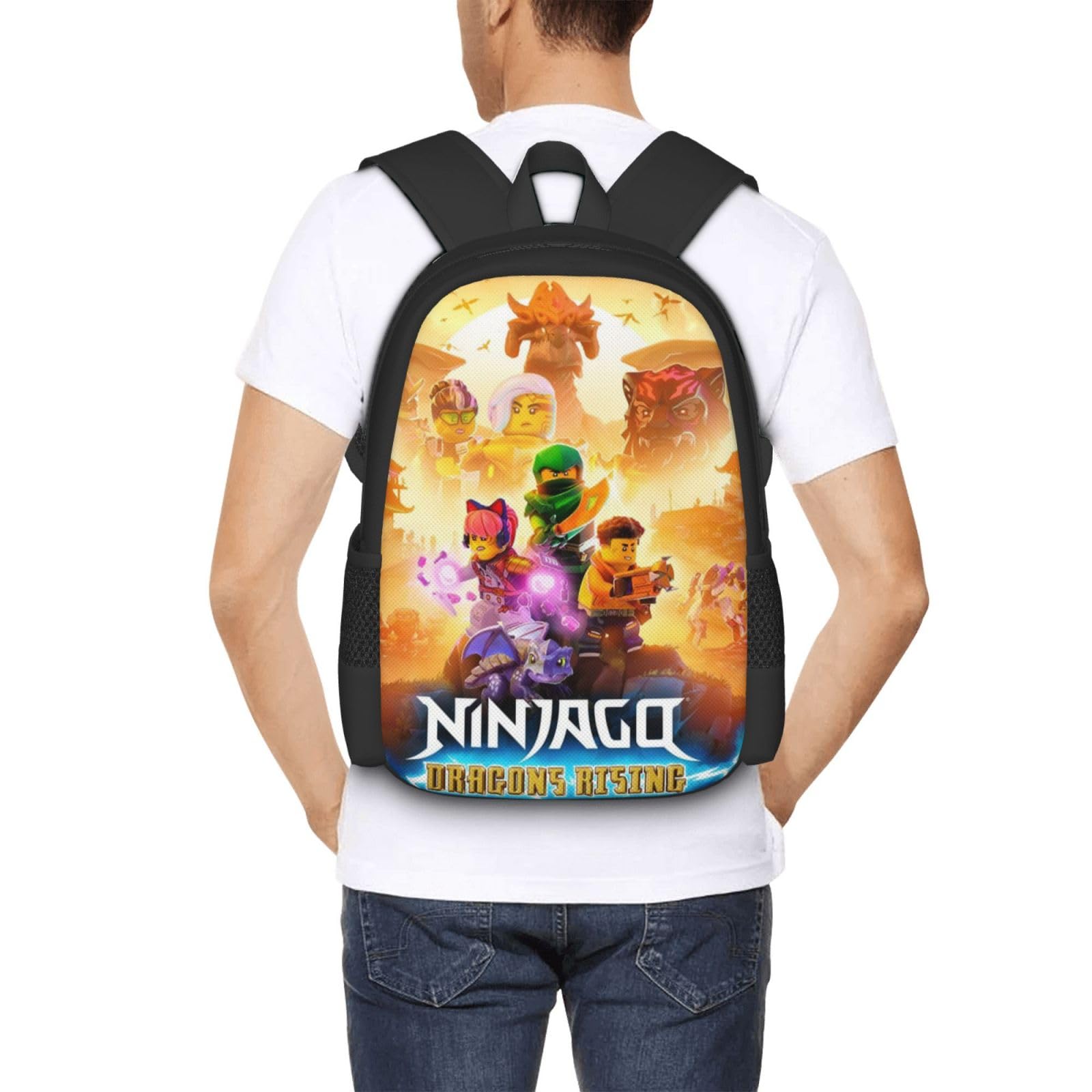 MILX Cartoon Unisex Backpack Ninja Large Capacity 17 Inch Laptop Backpack Travel Daypack Men Women Casual Tote