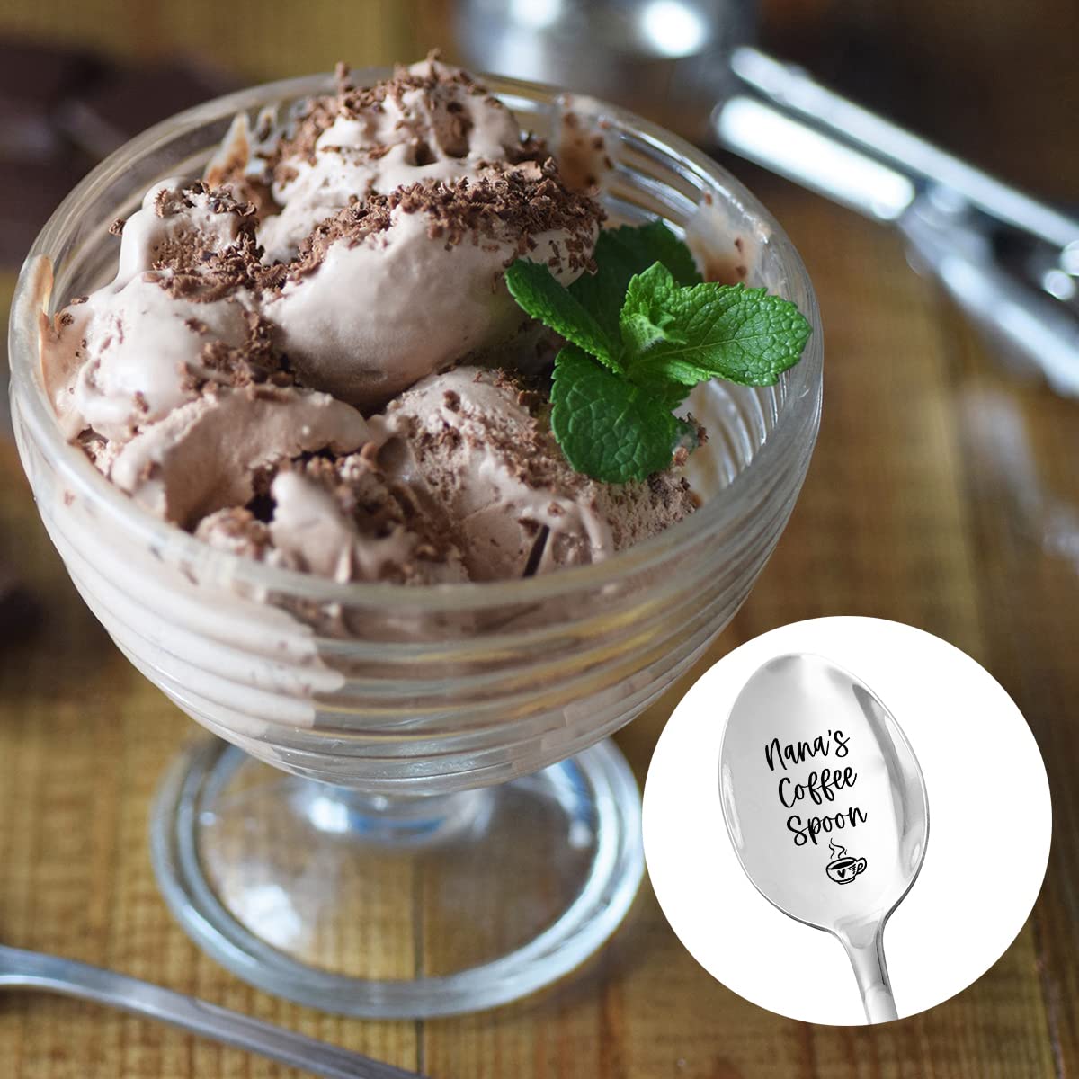 Nana's Coffee Spoon - Coffee Lover Stainless Steel Engraved Spoon Funny Gift for Mother's Day Christmas Birthday