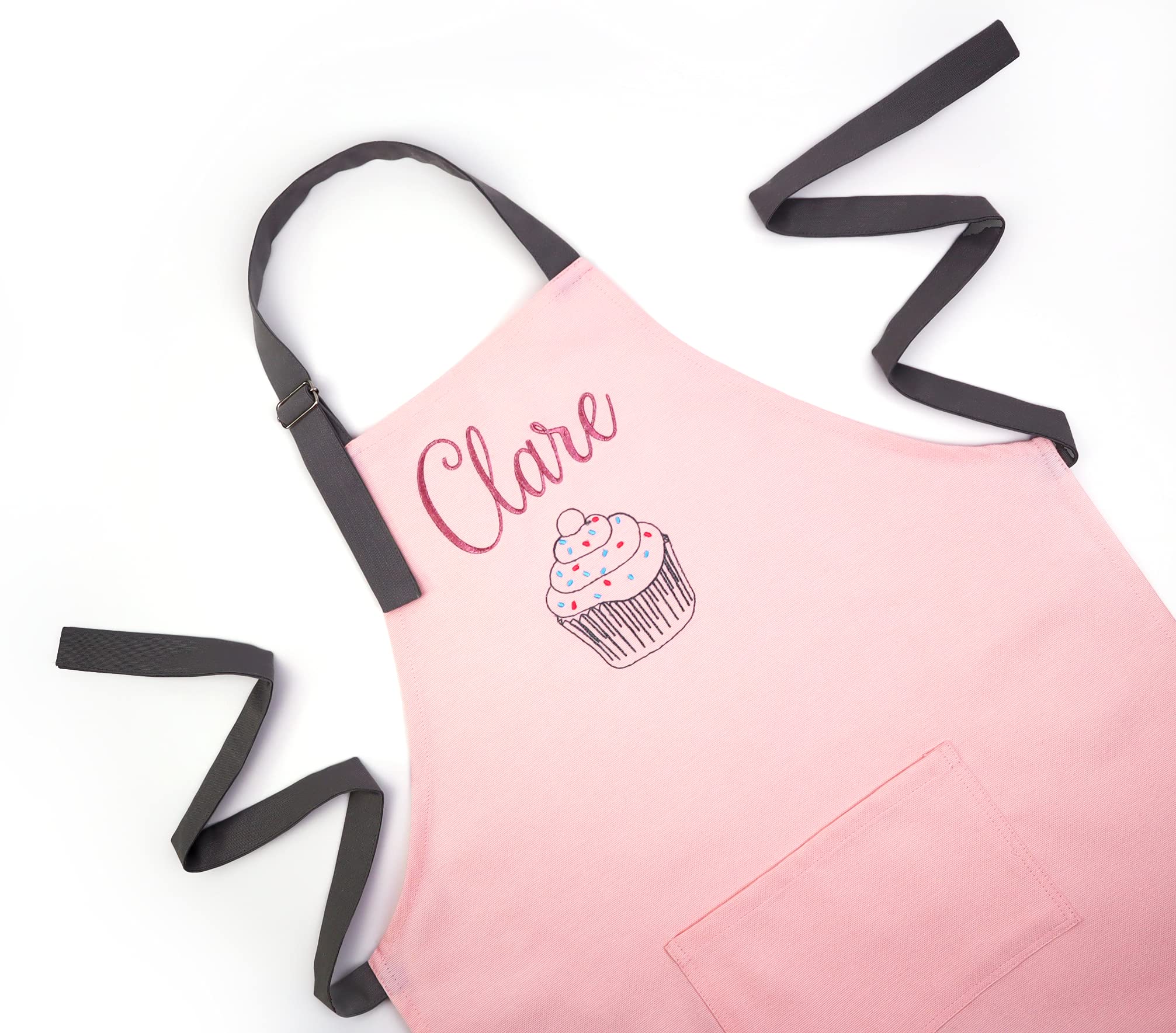 ROMEOSHOP custom apron for women, personalized apron for kid girl, cooking baking kitchen gift (01 pink)