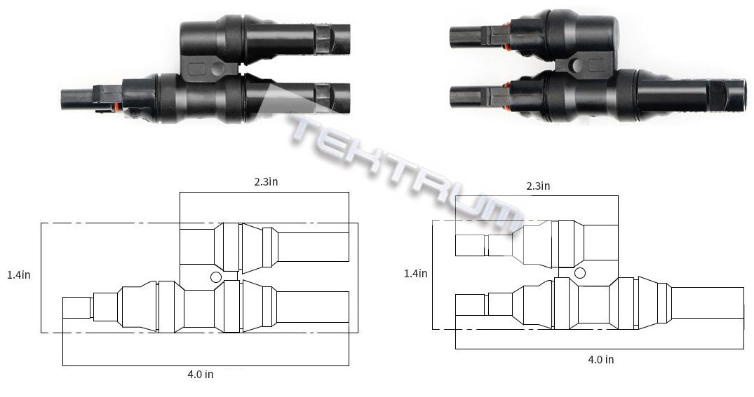 Tektrum UV-Resistant 1 Pair M/M/F and F/F/M Solar Panel PV Cable Branch Y Adapter Connector, T Splitter Coupler for Parallel Connection Between Solar Panels