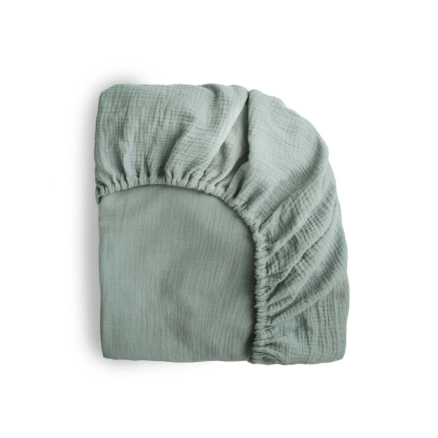 mushie Extra Soft Muslin Fitted Mini Crib Sheet | 24"x 38" (Roman Green)