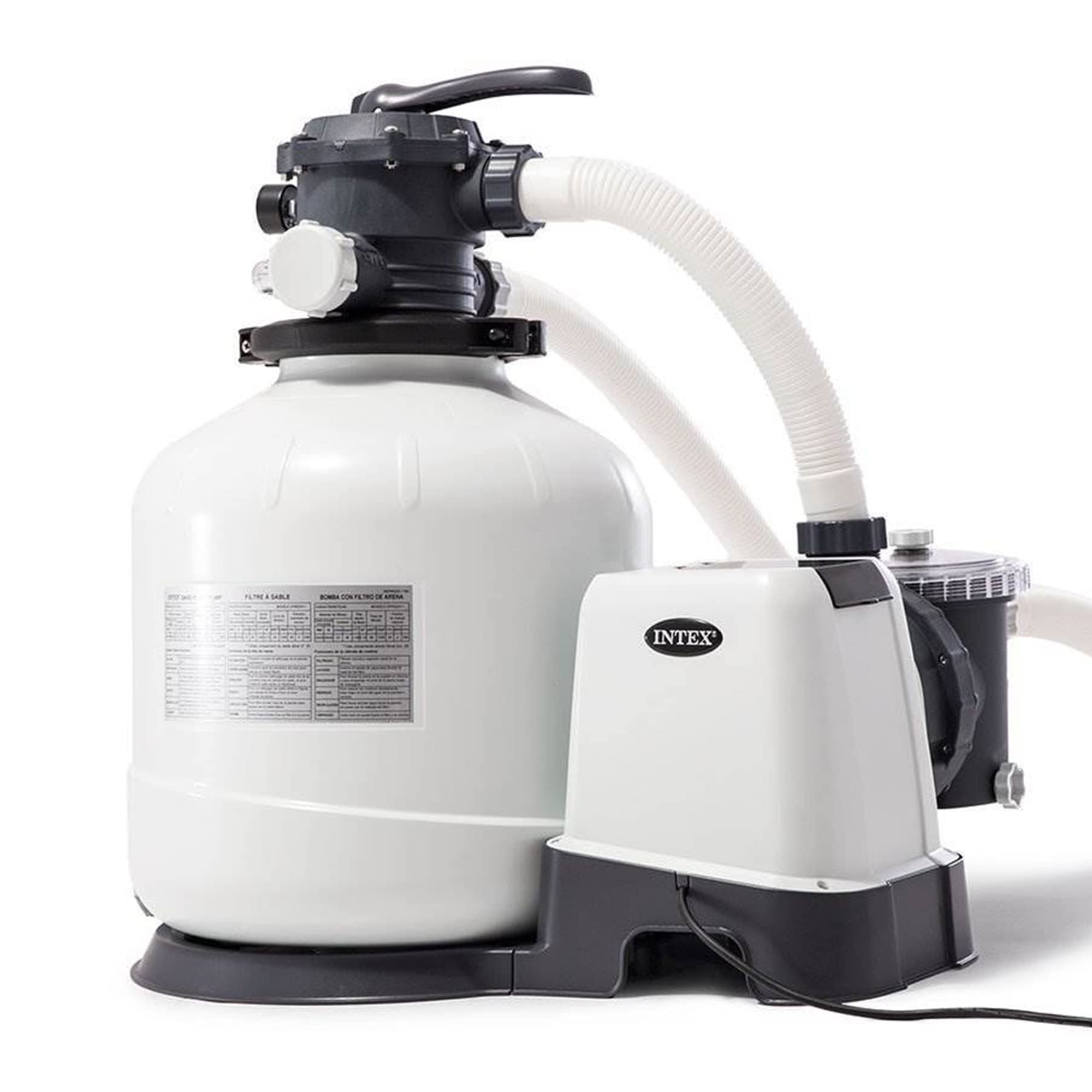 Intex 3000 GPH Sand Filter Pump with Built-In Timer and Krystal Clear Saltwater System Maintenance Set for Above Ground Outdoor Swimming Pools