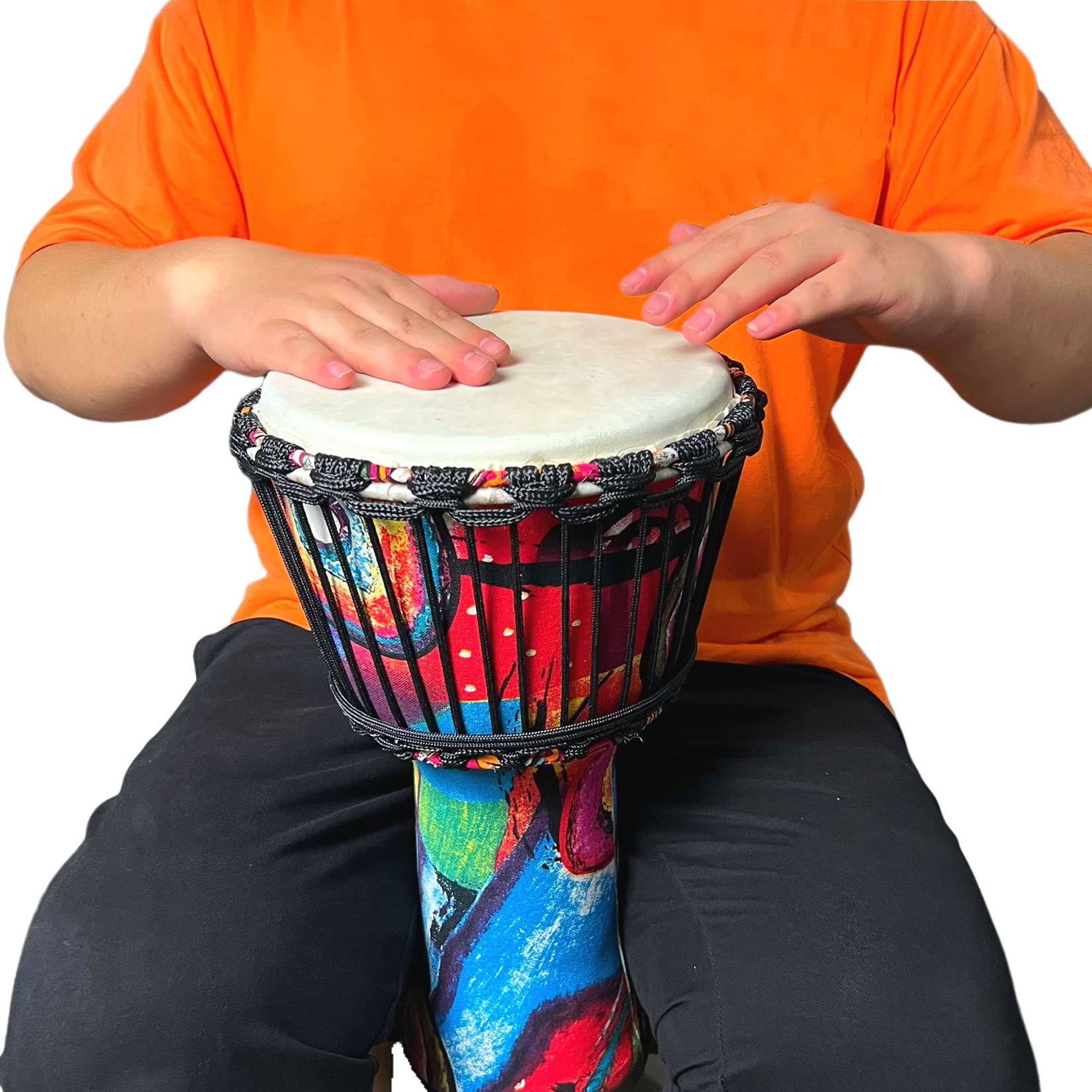 RUOSWTE 8.5 "Djembe Drum, Bongo Drum, Percussion Music, Sheepskin Drum Face, Professional Tuning, Hand Drum(Abstraction)