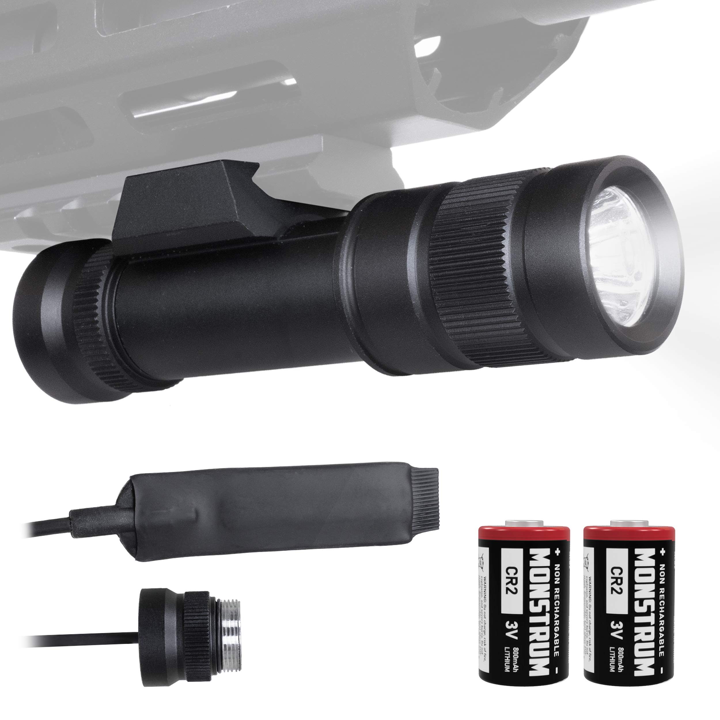Monstrum F200 200 Lumens Flashlight with Remote Pressure Switch and Picatinny Rail Mount | for Rifles and Shotguns
