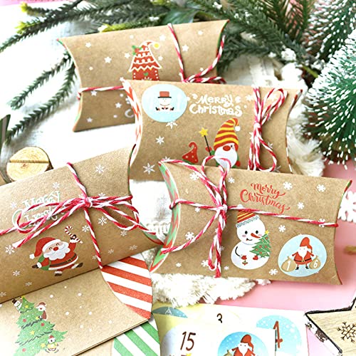 lixuesong Christmas Small Pillow Boxes, Pillow Shape Gift Boxes Christmas Candy Boxes Bag Kraft Paper Material Gift Box for Christmas Party Decoration Supplies