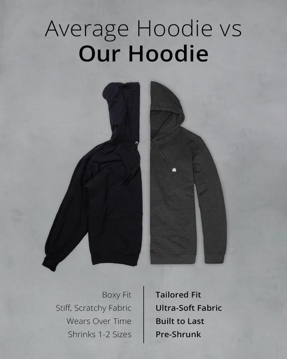 INTO THE AM Basic Pullover Hoodies for Men - Soft French Terry Fleece Athletic Slim Fit Hooded Sweatshirts (Black, Large)