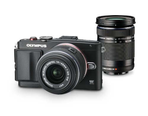 Olympus Mirrorless SLR E-PL6 with ED 14-42mm f/3.5-5.6 and ED 40-150mm f/4.0-5.6 Lens Kit (Black) - International Version