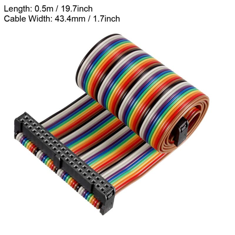 Tool parts IDC Rainbow Wire Flat Ribbon Cable 40P D-type FC/FC Connector 2.54mm Pitch 0.5m