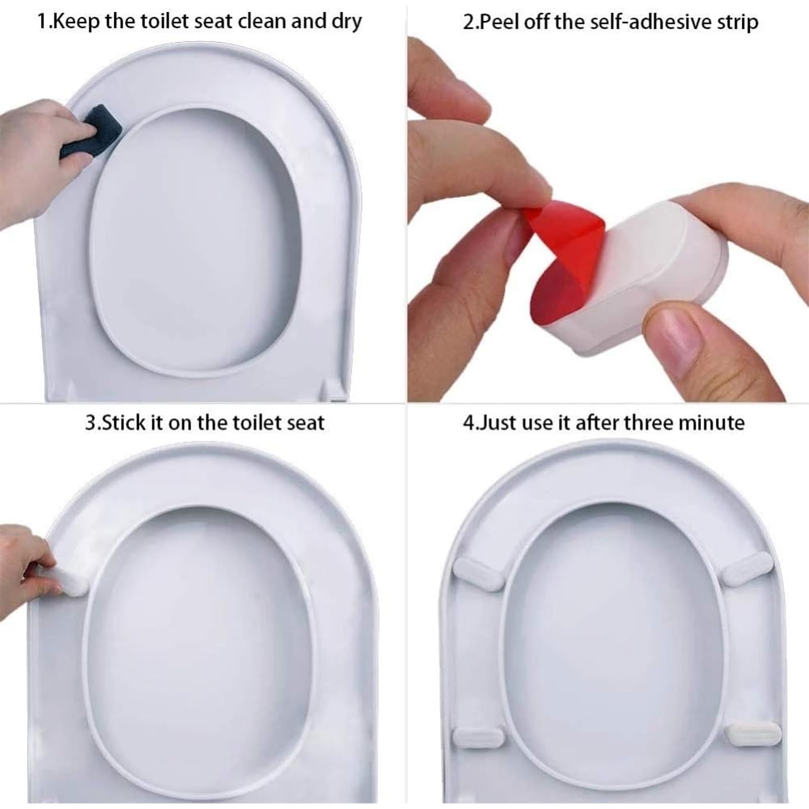 Veenajo Toilet Seat Bumper for Bidet with Strong Adhesive, Universal Pads Replacement, White