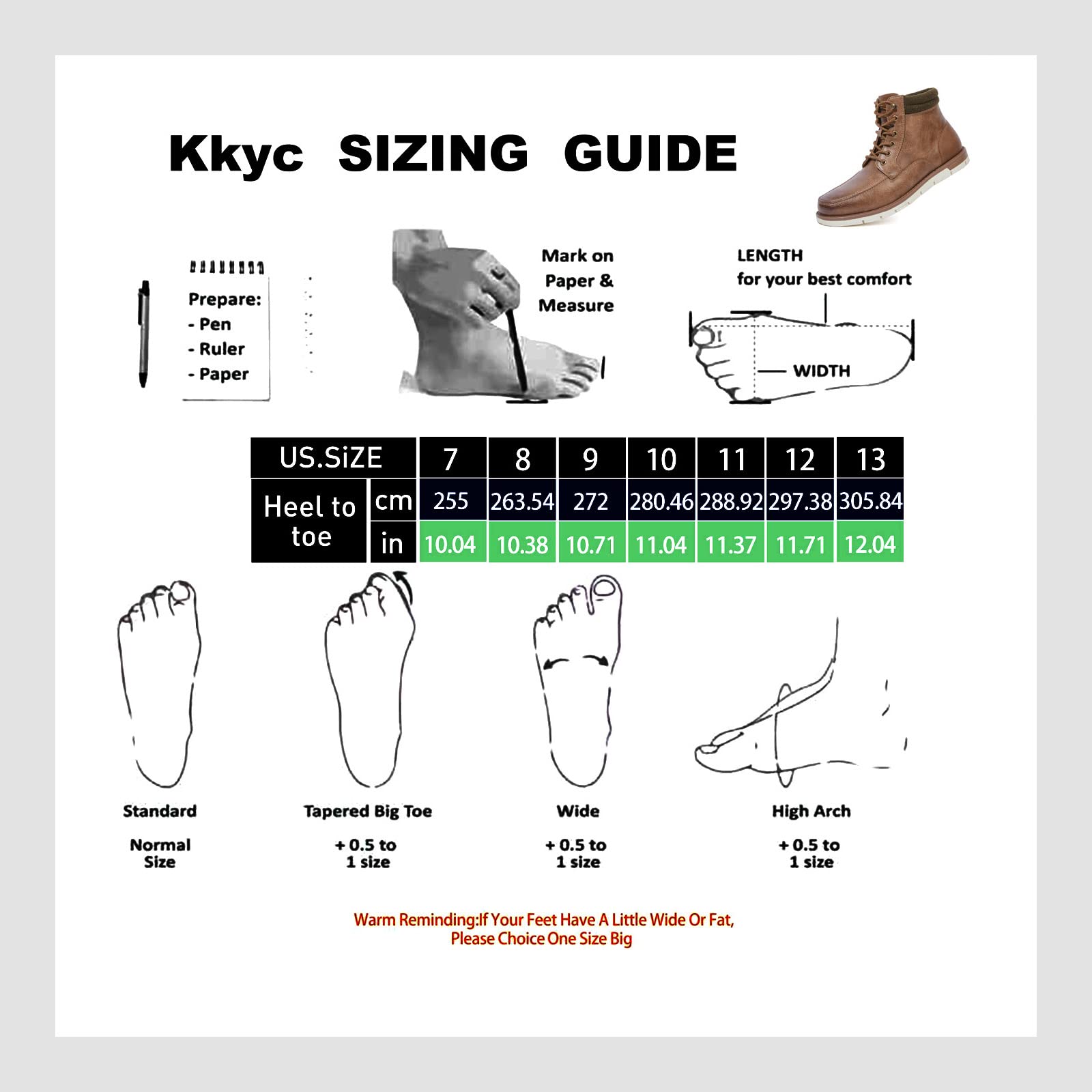 Kkyc Mens Boots Fashion Waterproof Hiking Boots Casual Work Boots Slip on Lace-up Chukka Boots 13 M (Brown)