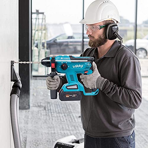 Vikky 20V SDS Plus rotary hammer drill, brushless cordless demolition hammer kit, with 4.2Ah battery and charger, 4 functions, suitable for drill bits, point/flat/U-shaped chisels