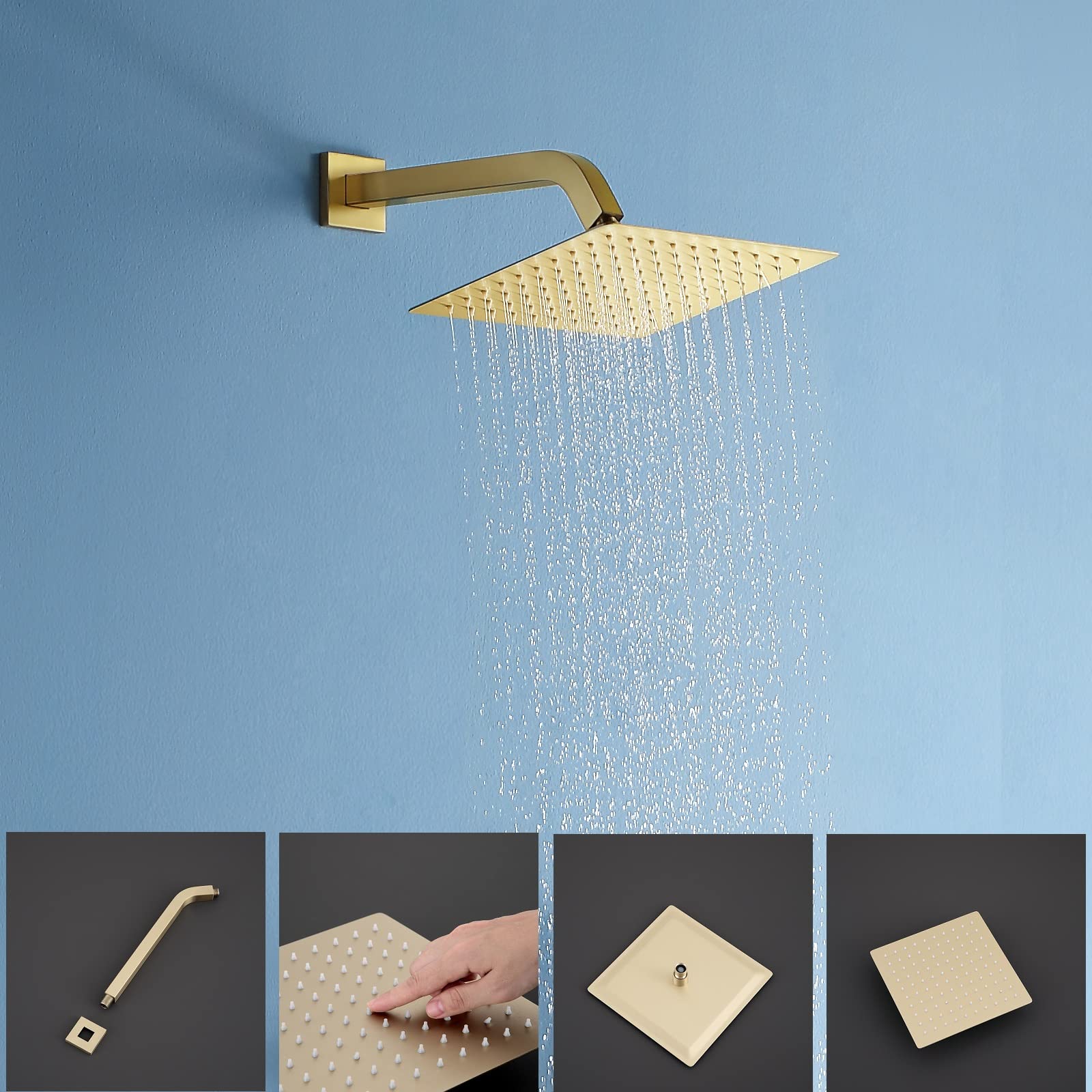 JOYWELL Brushed Nickel Bathtub and Shower Faucet set Complete,with 10 inch Shower Head and Waterfall Tub Faucet