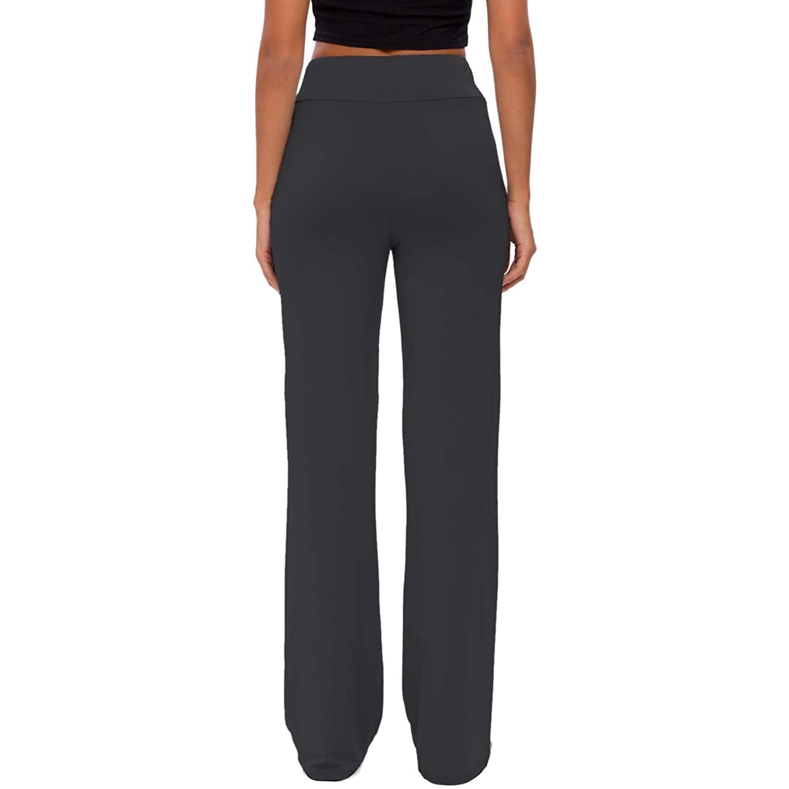 QIUSGE Women Lounge High Waist Yoga Pants Pockets, Solid Comfy Loose Drawstring Wide Leg Joggers Trousers Sweatpants