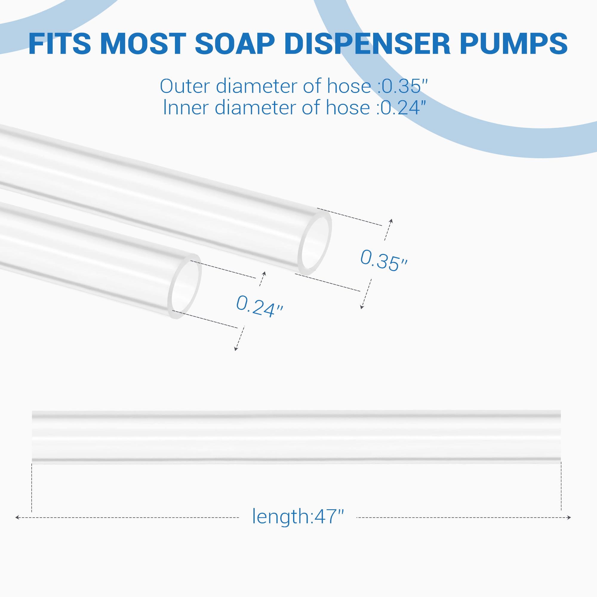 Sink Soap Dispenser Extension Tube Kit 47" with Check Valve, No Need to Fill The Little Bottle Again!