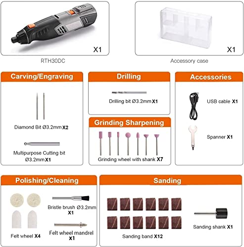 Rotary Tool, 4V Cordless Mini Rotary Multi-Tool Kit with 2 Variable Speed, 31pcs Accessories Kit for Carving, Engravingand Polishing