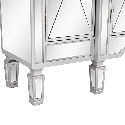 VINGLI Mirrored Credenza with Drawers and Doors Console Table Sideboards and Buffets Cabinet with Storage Media Table, 47.64" L x 14.2" W x 35.83" H