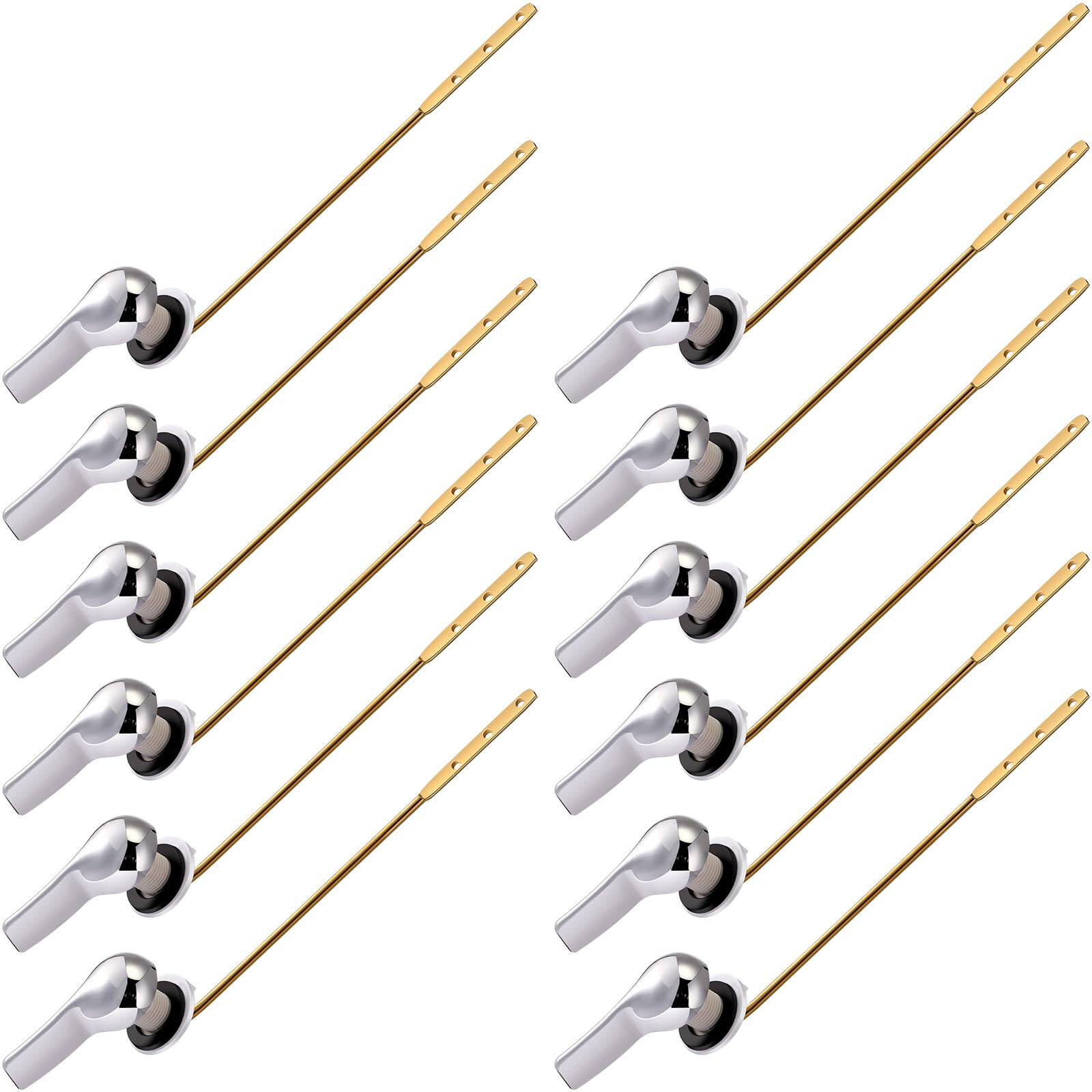 Lasnten 12 Pieces Toilet Handle Lever Flush Replacement, Brass Universal Flush Lever Finish Handle for Most Toilets (Front Mount)