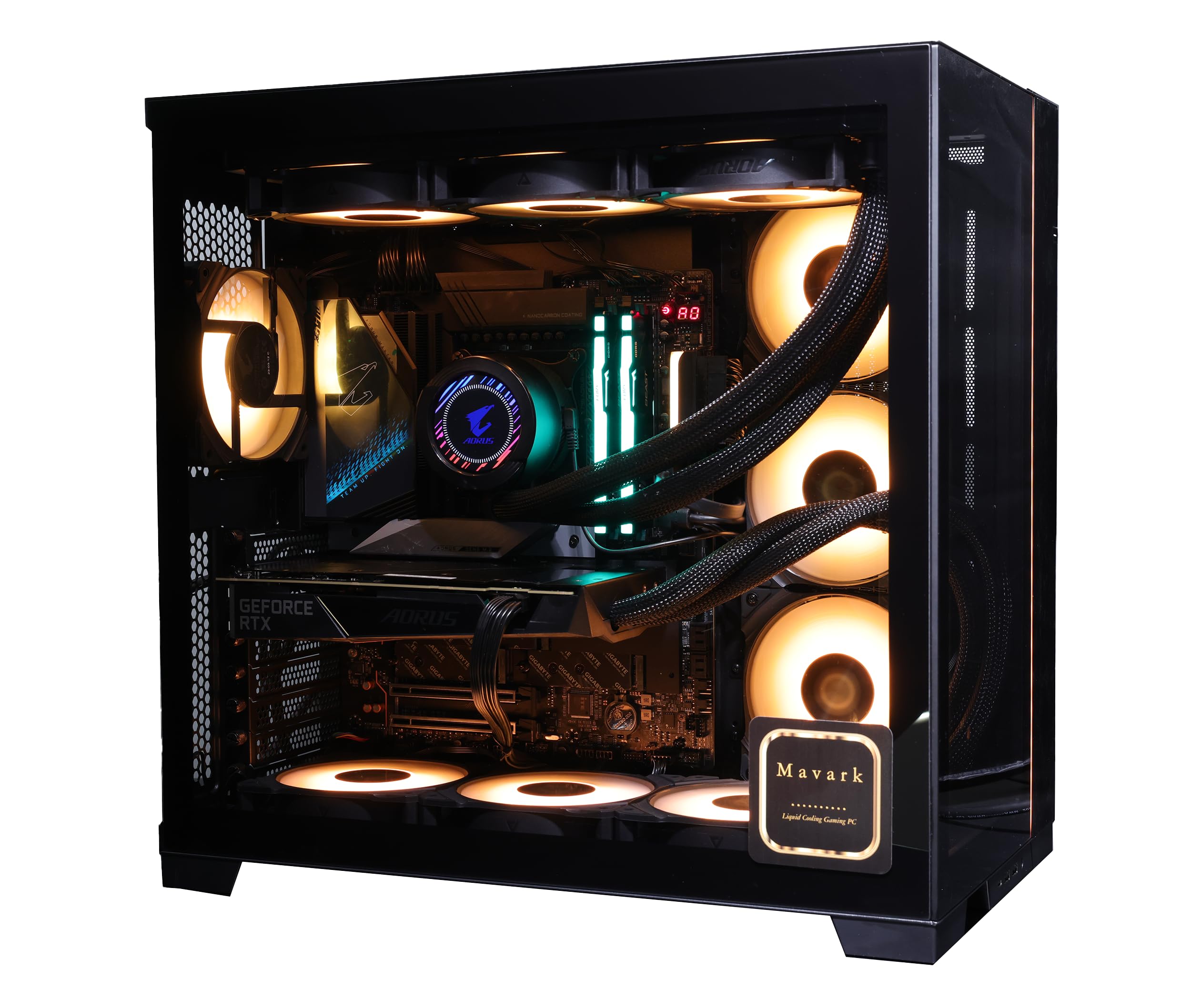 Mavark New o11D Evo 4K Liquid Cool Gaming Desktop PC 128GB RAM 13th Gen i9-13900K 5.8GHz RTX 4090 OC Ray tracing DLSS 2.4" IPS Display Read Out (2TB SSD|128GB RAM) Win 11 Pro