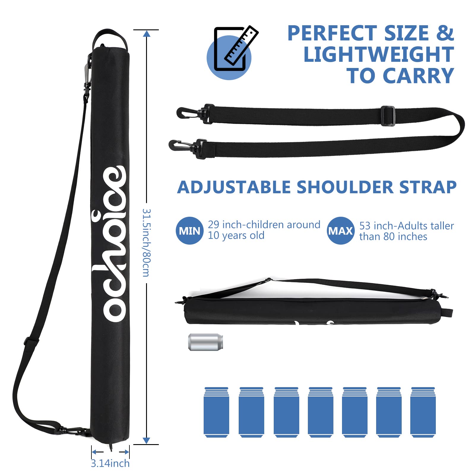 Ochoice Golf Beer Sleeve - 7 Can Insulated Golf Cooler Sleeve, 1800D Oxford Golf Bag Accessories for Men Women