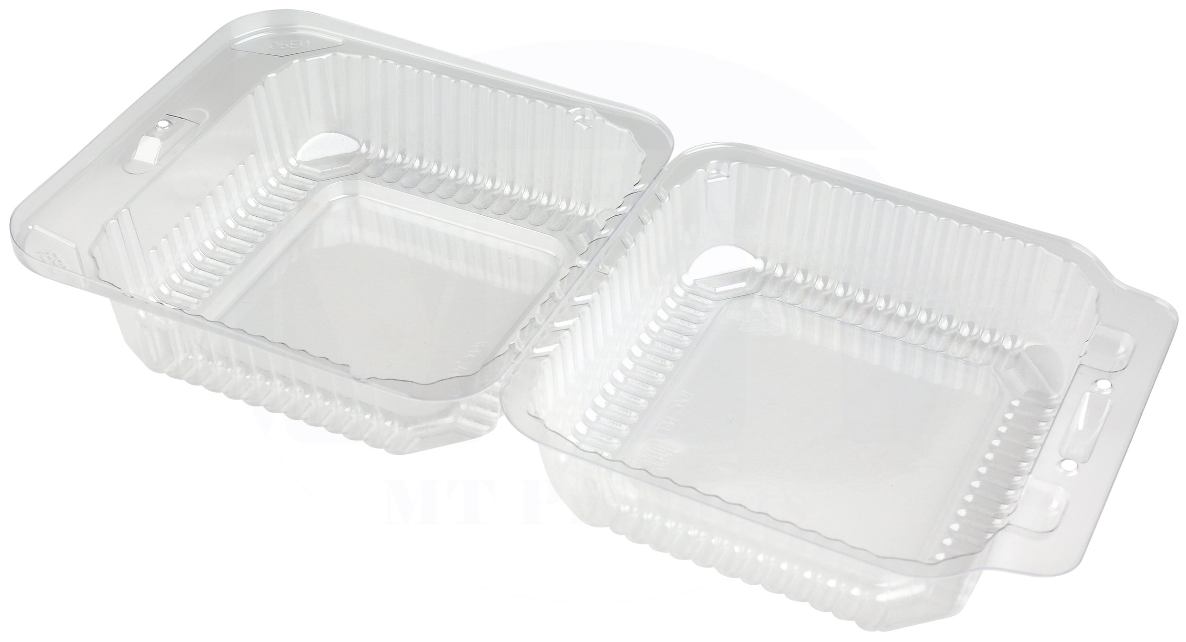 MT Products Clear Plastic Square Hinged Food Container, 5" Length x 5" Width x 2.75" Depth (40 Pieces) and Aluminum Foil 9 in x 13 Pans Half Size Medium 40 Gauge Table Tin Pans (25 Pieces)