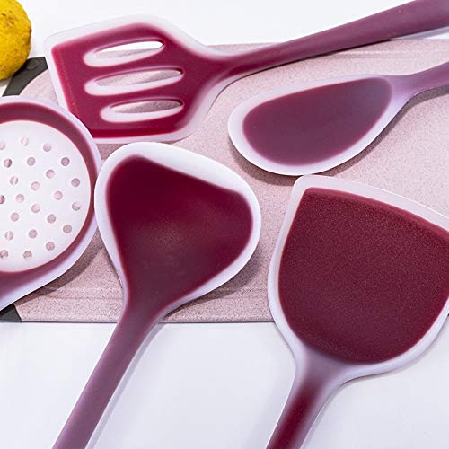 LMMDP 5Pcs Kitchen Utensil Set Silicone Kitchen Tools Non-Stick Cooking Tools Set Spoon Shovel Colander Cooking Utensil for Kitchen