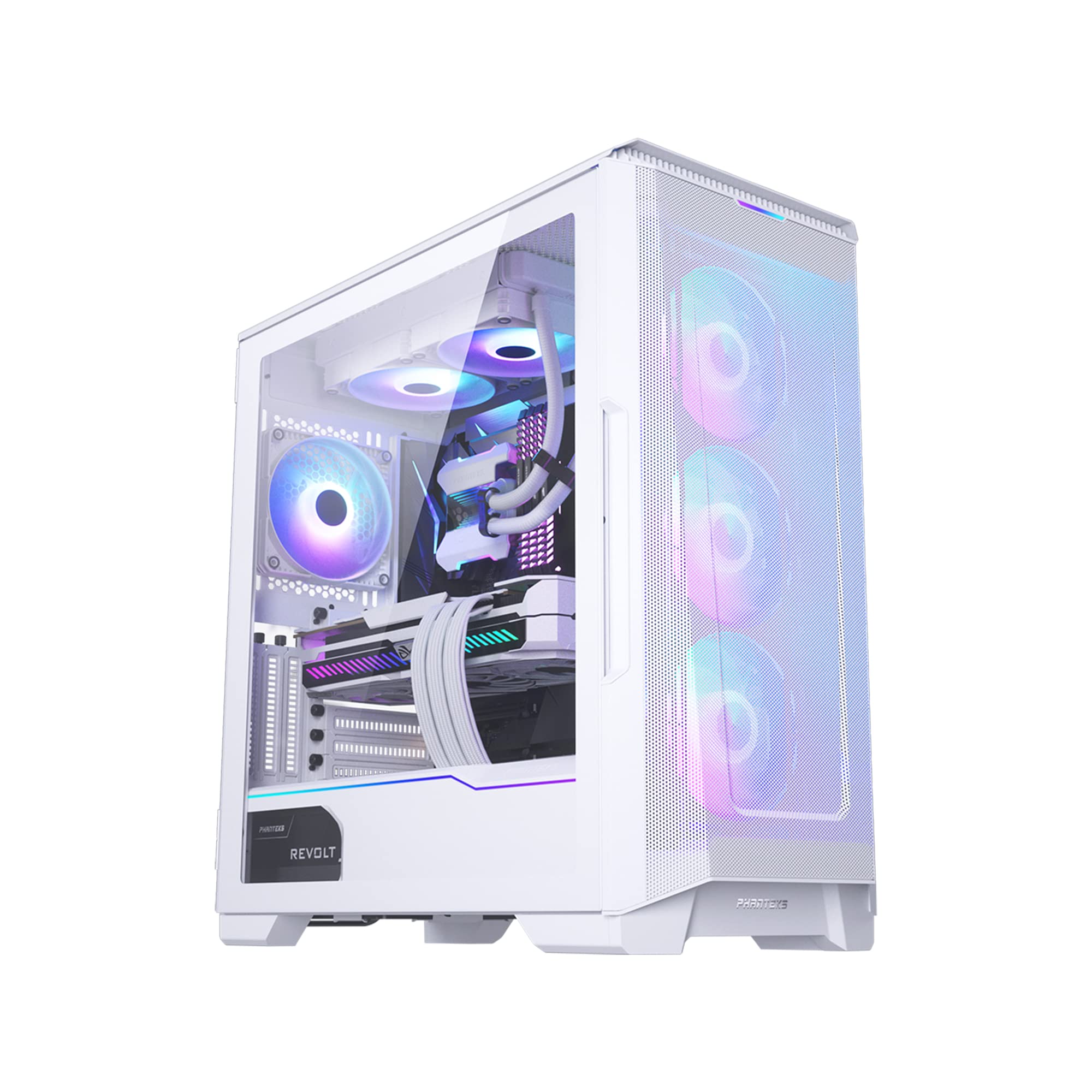 Phanteks (PH-EC500ATG_DMW01) Eclipse P500A high Airflow Full-Metal mesh Design, ATX Mid-Tower, Digital-RGB Lighting, 140mm D-RGB case Fans, Tempered Glass, Dual System Capable, Matte White