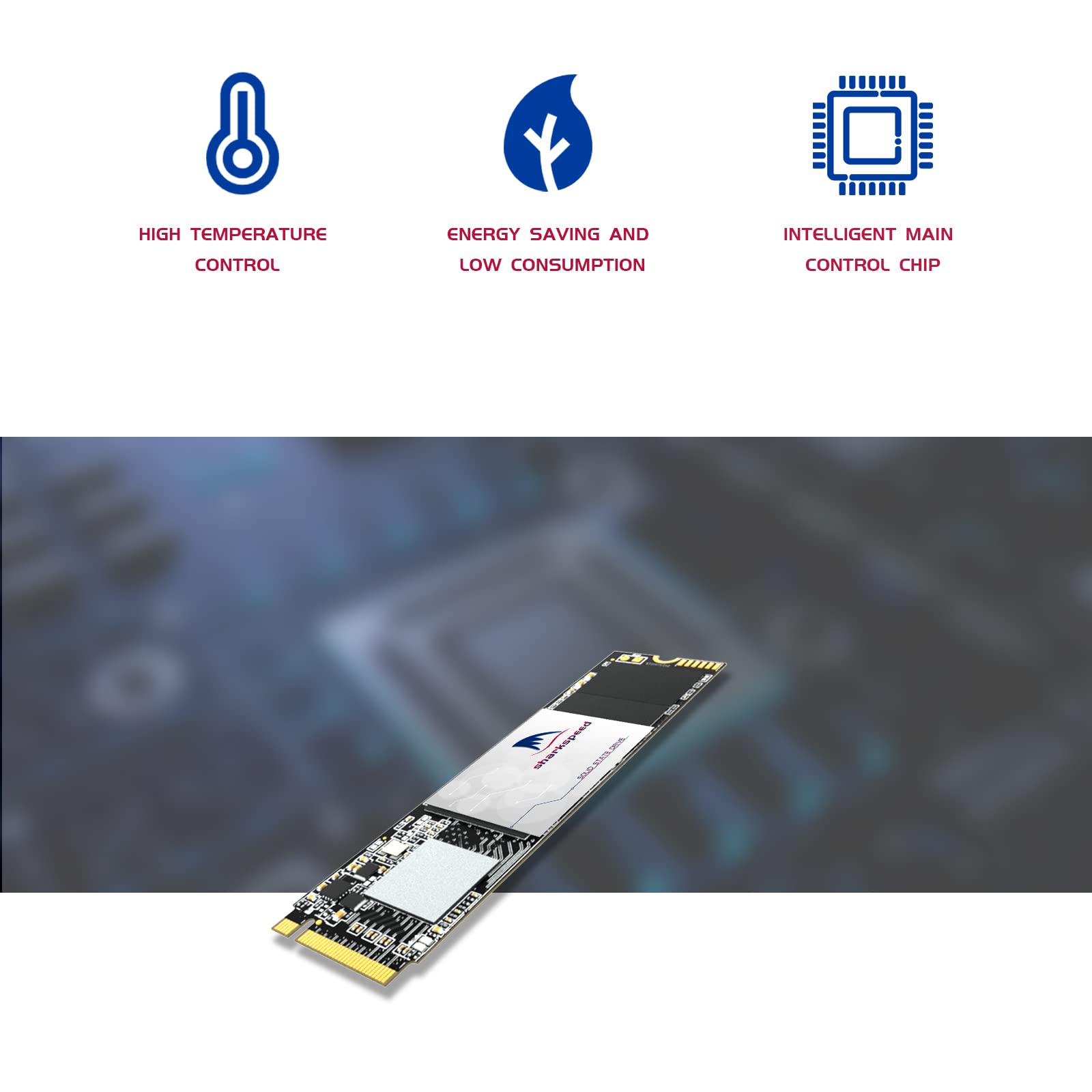 SSD 1TB NVMe M.2 2280 SHARKSPEED Plus for PS5 PCIe Gen 4 Internal Solid State Hard Drive, TLC, Storage for PC, Laptops, Gaming, Speeds of up to 5,500MB/s (1TB, M.2 PCIe)