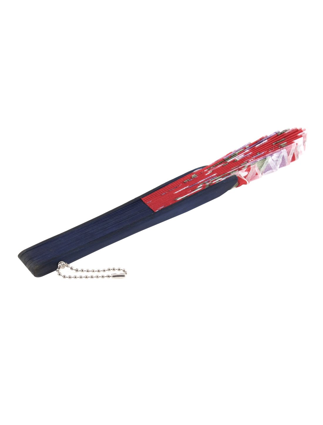 Qtqgoitem Nylon Flowers Printed Non- Ribs Foldable Hand Fan Red w Key Chain (model: 181 33c 78c 53a 745)