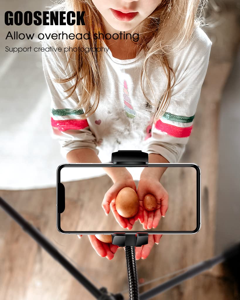 Tablet Tripod Stand, 91.4” iPad Floor Stand with Gooseneck, Lusweimi Phone Tripod with iPad Mount for iPhone and iPad Pro 12.9"/11"/Webcam, with Phone Holder/Wireless Remote