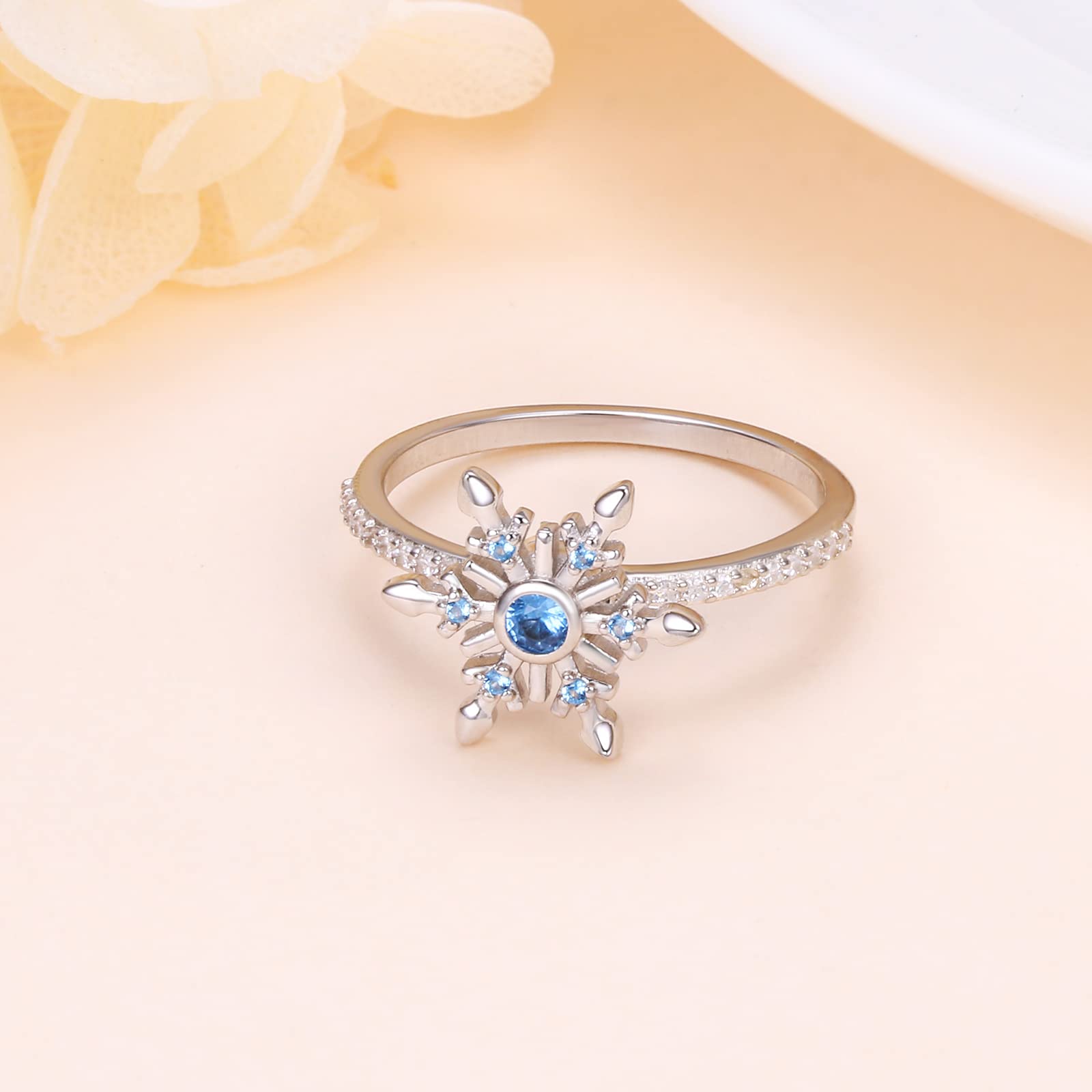 S925 Sterling Silver Spinner Snowflake Fidget Anxiety Worry Relieving Boredom ADHD Autism Band Rings Jewelry Women Men