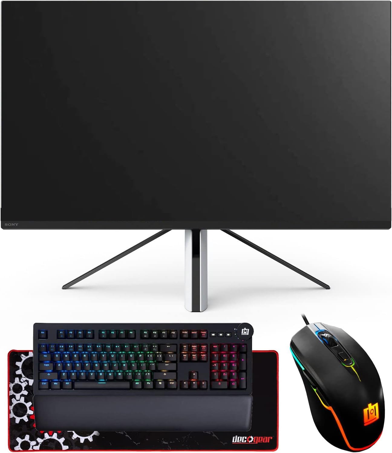 Sony 27" INZONE M9 4K HDR 144Hz Gaming Monitor (2022 Model) Bundle with Deco Gear Mechanical Gaming Keyboard, RGB Mouse and Large Mousepad