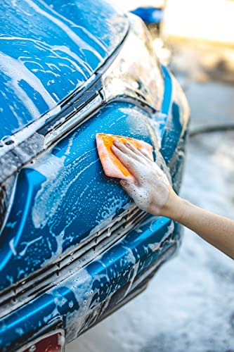 The Rag Company - Jersey Bug Scrubber Pads - Terry Weave, Easily and Safely Trap Bug Splatter in Sponge, Safe on All Finishes, 4in x 6in, Orange (5-Pack)