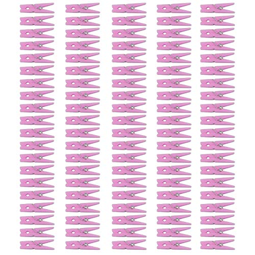 Mini Pink Clothespins | 100 Pack 1.25" Inch Clothes Pins Plastic Baby Shower Favors | Party Game Scatter Decorations | DIY Baby Girl Gender Reveal Parties | by Anapoliz