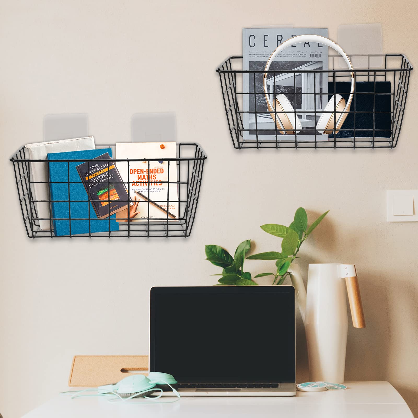 Panghuhu88 4Pcs Wall Wire Baskets Baskets Storage Baskets Hanging Wire Basket Cabinet Door Storage Metal Wall-Mounted Containers Metal Freezer Organizer bins For Kitchen,Pantry,Shelf