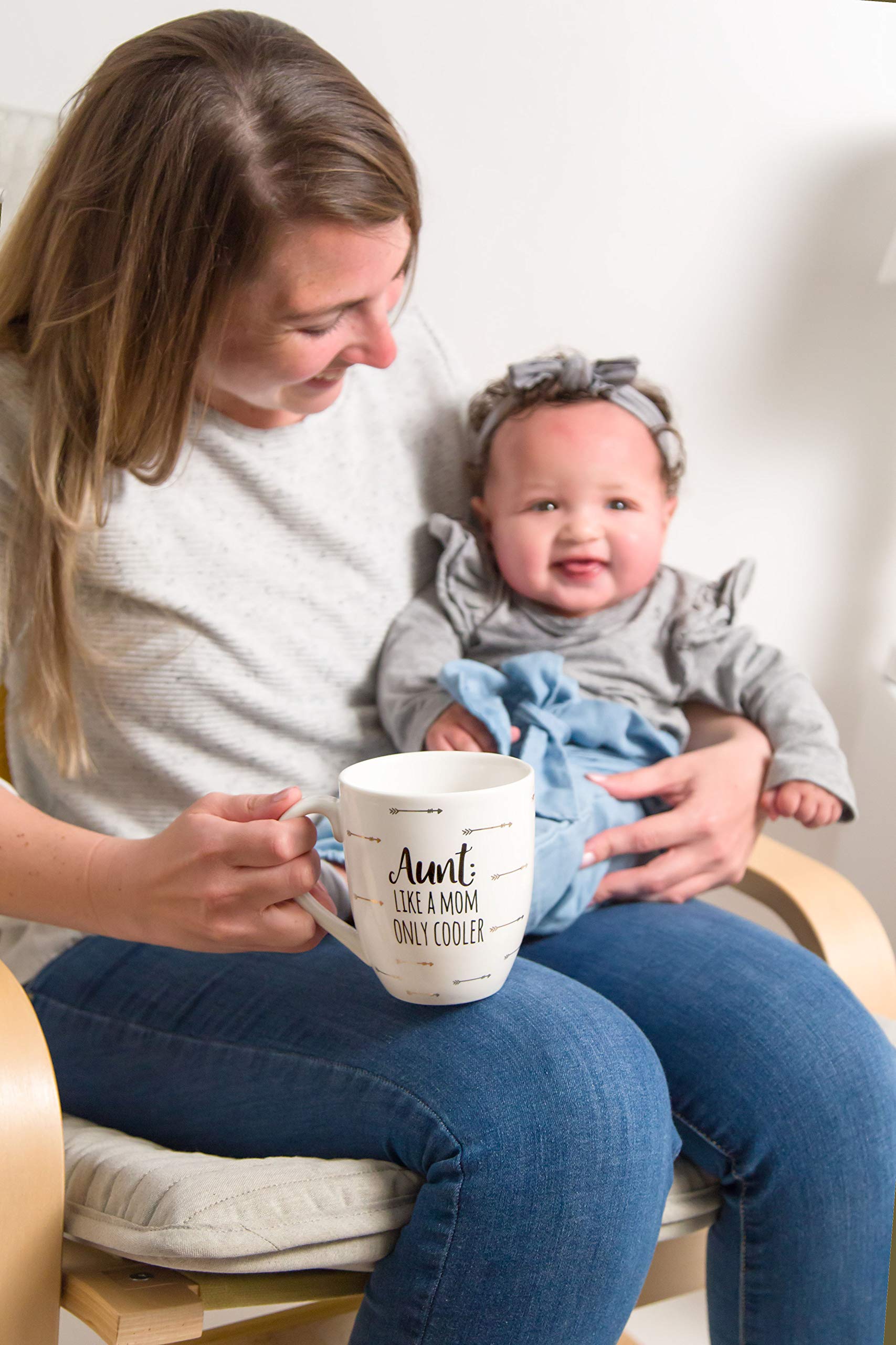 Pearhead Aunt: Like a Mom Only Cooler Ceramic Mug, Best Aunt Gifts, Niece and Nephew Gifts, Coffee Mug, 16 oz