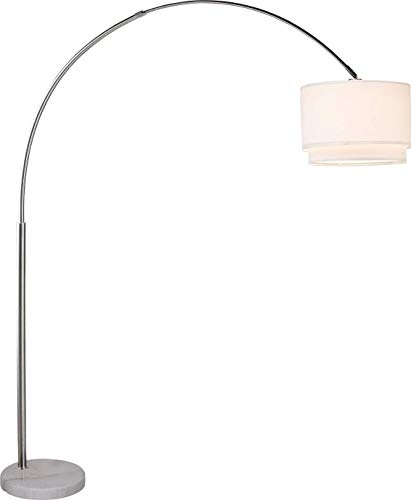 Major-Q Modern 81" Arc Tall X-LARGE Living Room-Stand Up Arching Drum Shade Large Floor Lamp with Real Marble Base for Bedrooms-Corner Lamp for Office Lighting (White)