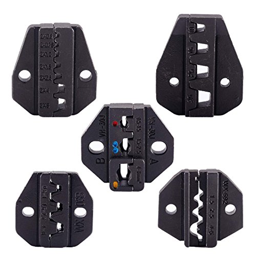 Toprema Ratchet Wire Crimping Tool Kit 5 Interchangeable Dies Set for Insulated Non-insulated Ferrules Terminals Electrical Connectors with Carry Bag