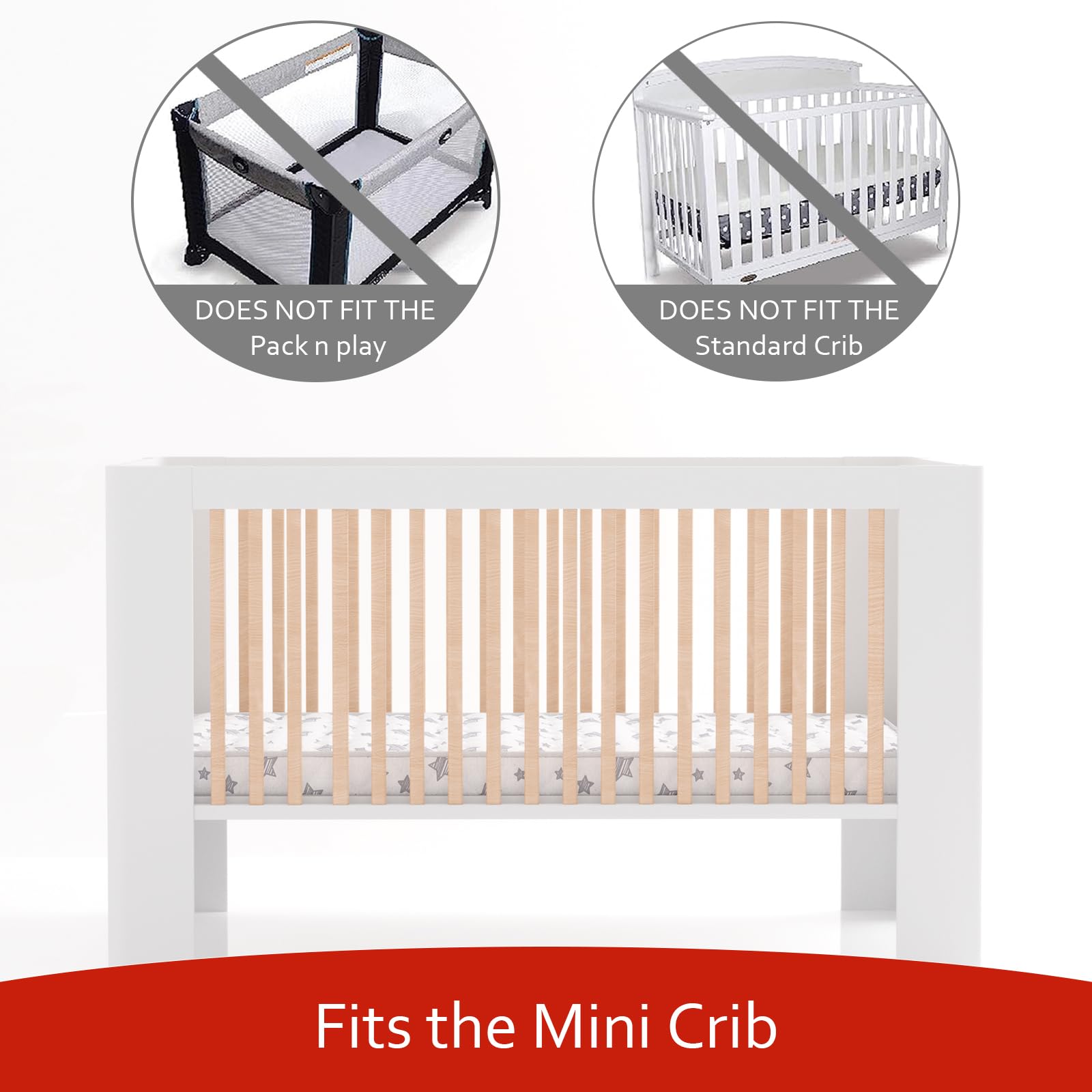 Mini Crib Mattress Pad, Premium Memory Foam Mini Crib Mattress Pad 38" x 24" with Soft Removable Cover, Fits for Dream On Me, Davinci & Delta Children Mini Crib