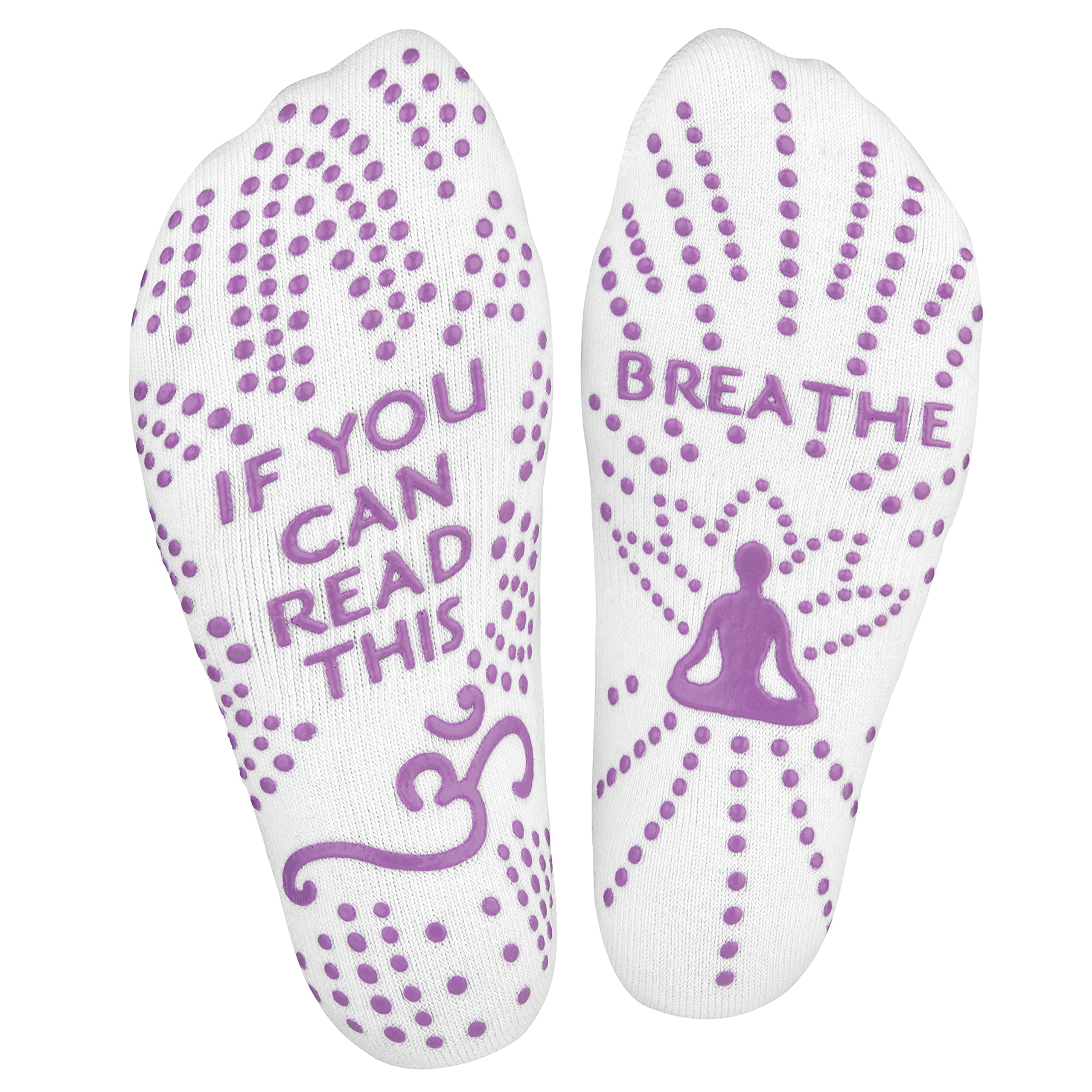 Lavley Yoga Socks for Women with non slip grip Namaste, Breathe, and Sloth Designs (2 Pack - Breathe + Namaste)